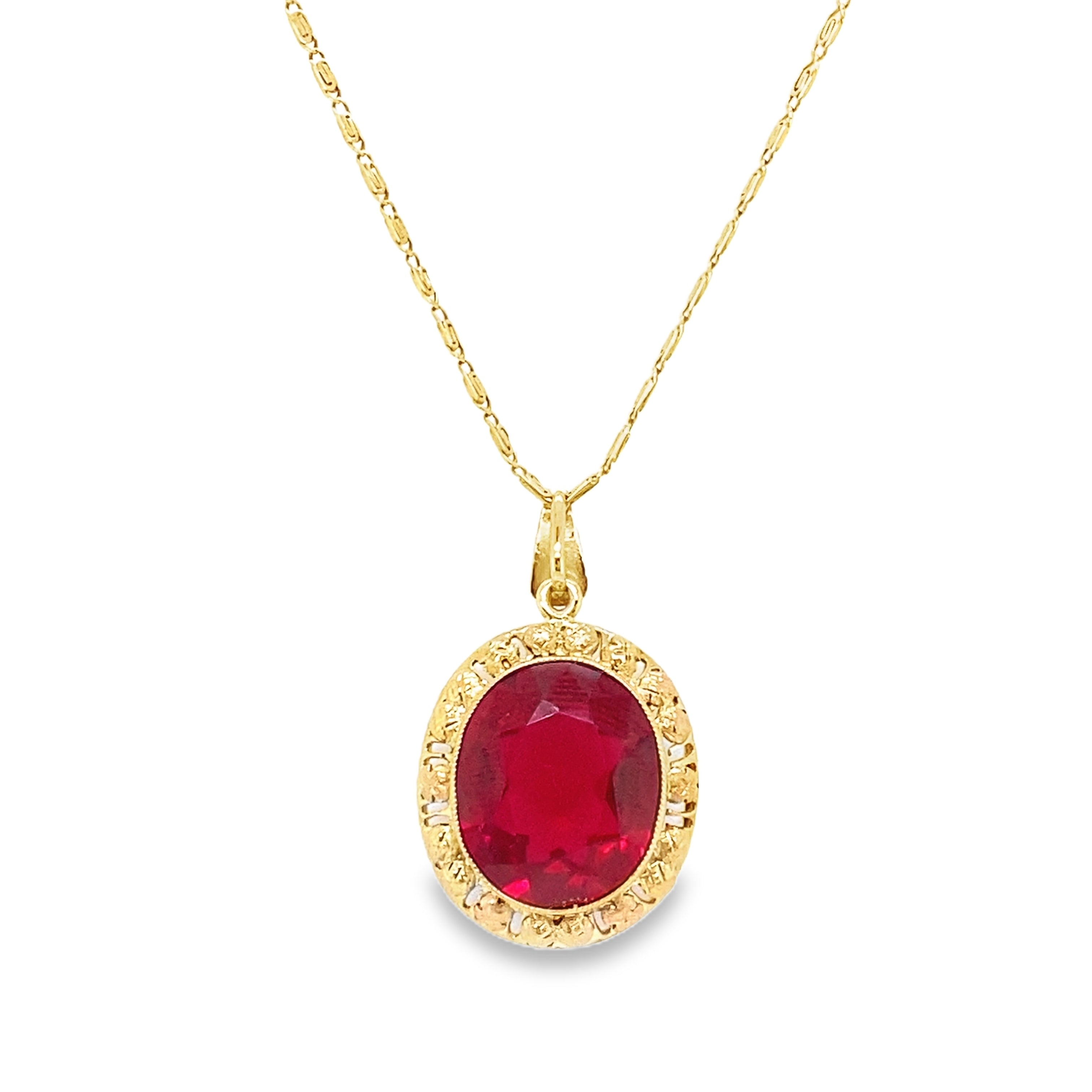 Synthetic Lab Grown Ruby Necklace
