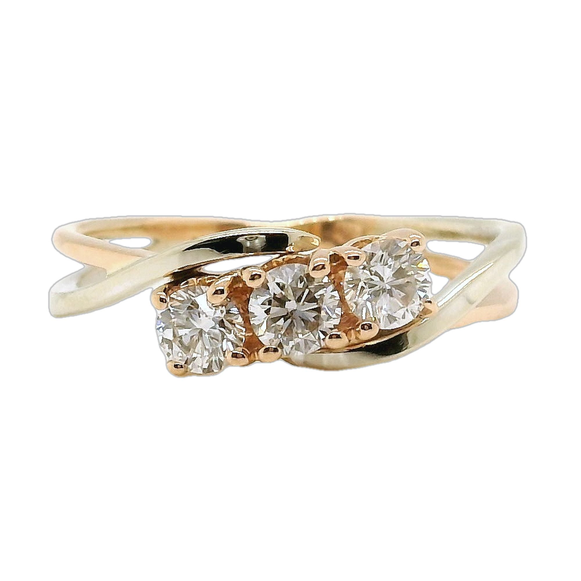 Rose & White Gold Three Stone Twist Ring